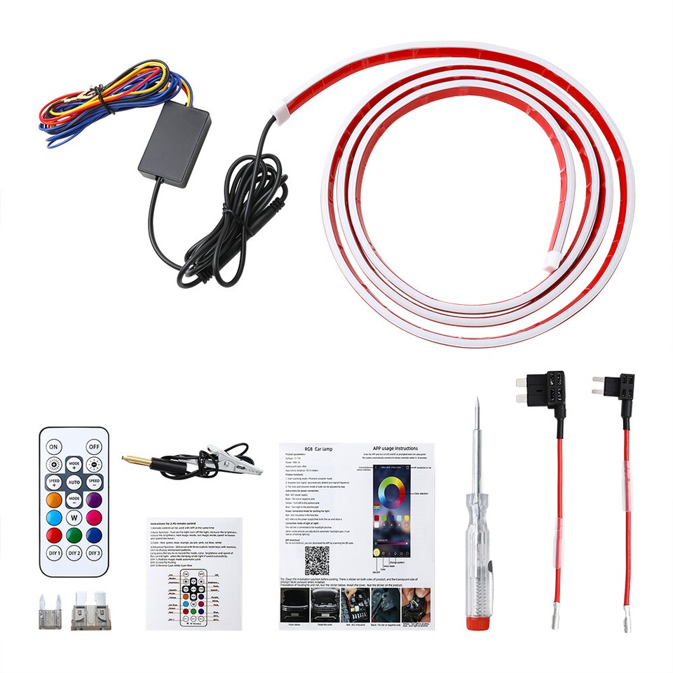 94" LED RGB Dynamic Scan Start Up Hood Light Strip For Chevy Silverado ...