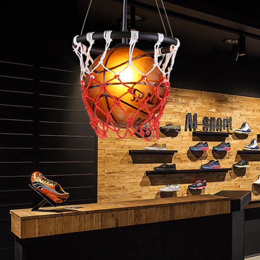 Creative Basketball Pendant Lamp Glass Ceiling Lights Chandeliers ...