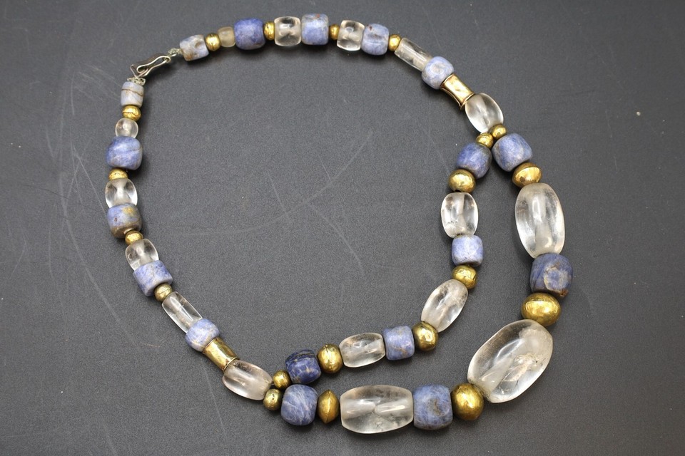 Ancient 14th C AD Precolumbian Inca Gemstone Beads Necklace With Gold ...