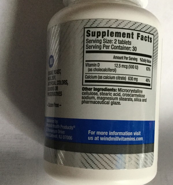 Windmill Calcium Citrate Plus Vitamin D Tablets - 60 Ea () Supplement ...