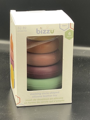 BIZZU Stacking Circle Shaped Silicone Baby Teether Toy 6 Pieces ...