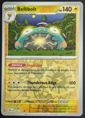 Bellibolt Reverse Holo NM OBF 078/197 Obsidian Flames Pokemon Card | eBay