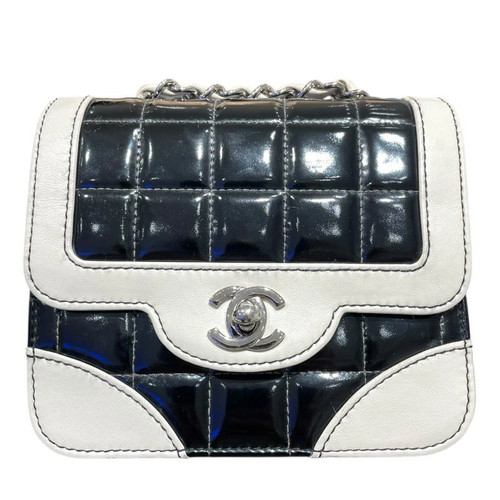 Chanel Chocolate Bar Mini Shoulder Bag Black White Sv Metal Fittings ...