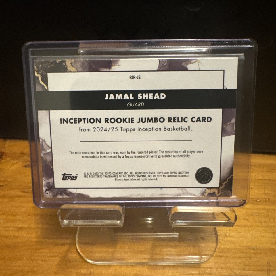 Jamal Shead Rookie Card Jumbo Game Worn Patch /75 Raptors 2024 Topps ...