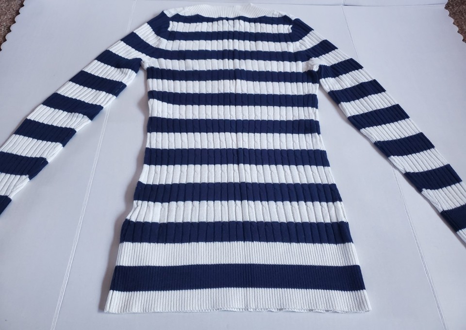 Express Women Small Striped Fitted Top Ribbed Cable Knit Long Sleeve ...