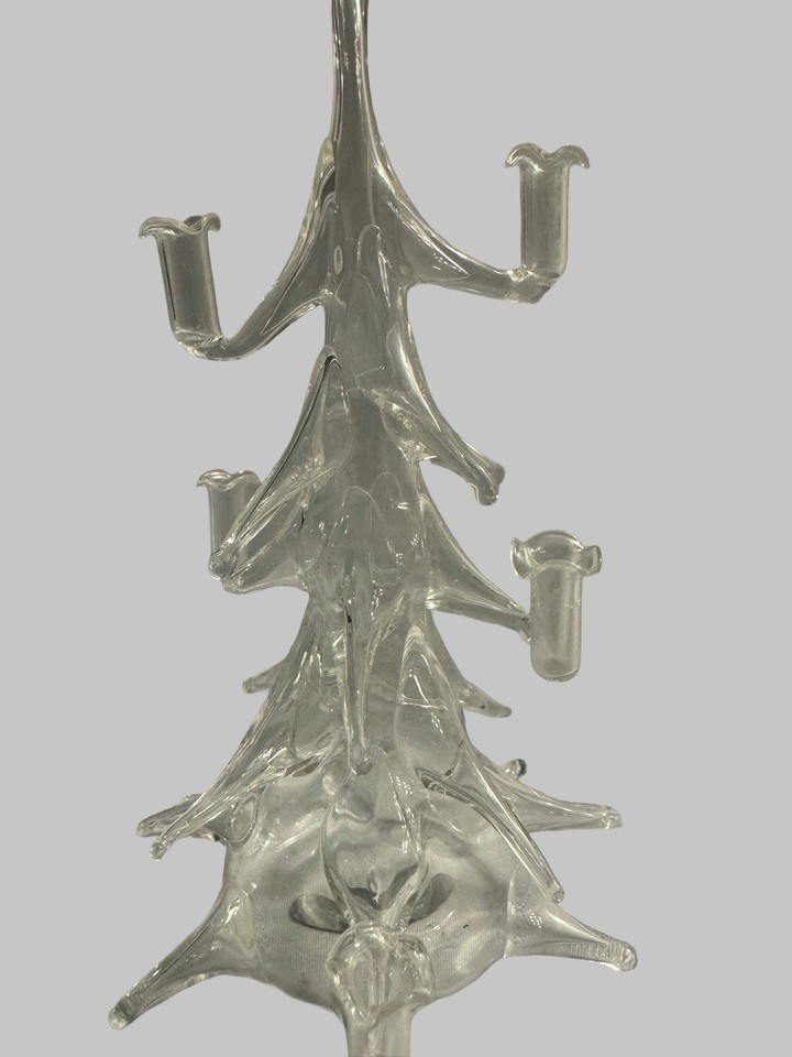 Parise Vetro Italy Hand-Blown Clear Art Glass Christmas Tree Candle ...
