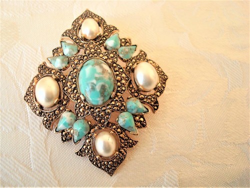 Vintage Sarah Coventry Remembrance Brooch Pendant With Faux Turquoise ...
