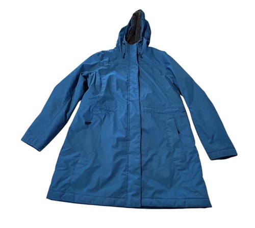 LL Bean womens winter Mid Length Blue Medium Petite Quilt Fleece Linned ...