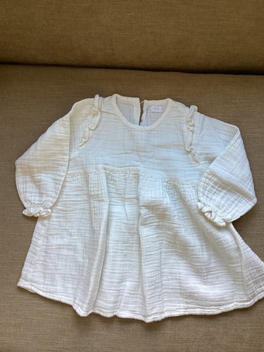 Jamie Kay Children's Ruffle Dress White Cream 5Y Organic Cotton Muslin ...
