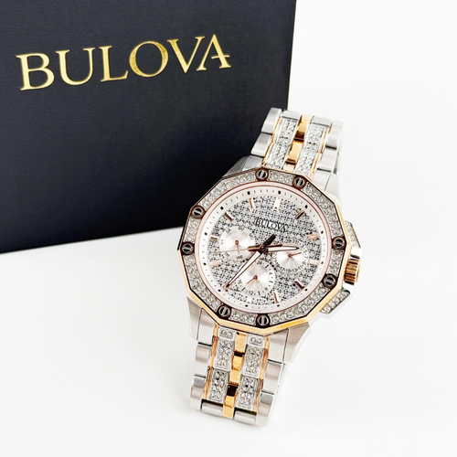 Bulova 98C133 Octava Two-Tone Crystal Stainless Steel Men's quartz ...