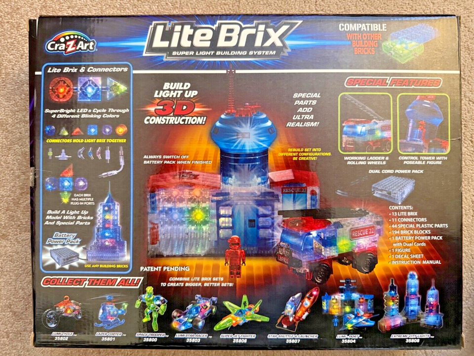 Cra Z Art Lite Brix Super Light Building System ~ Lite Up Fire Station ...