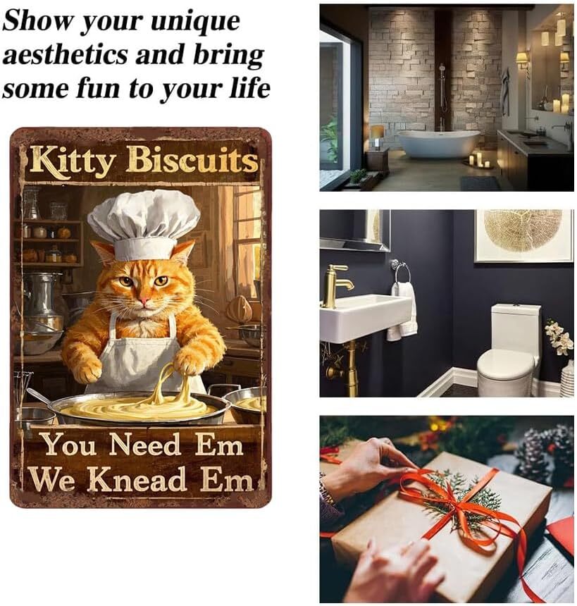 Cat Baker Kitty Biscuits Vintage Aluminum Tin Metal Signs 8x12 Inches ...
