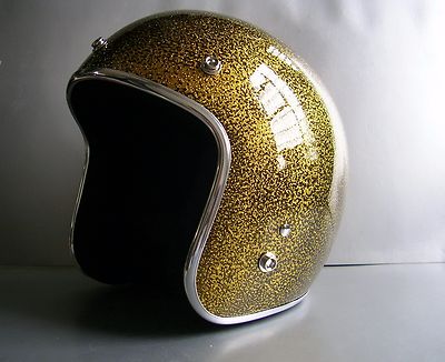 Vintage Style Motorcycle Helmet | Gold | Metallic | Unisex Adults ...