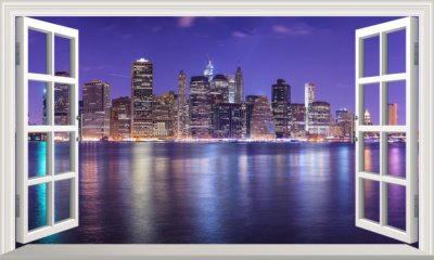 New York Manhattan 3D Magic Window Wall Art Self Adhesive Vinyl Sticker ...