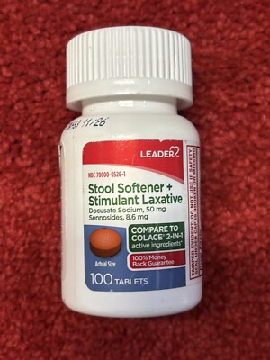 Leader Stool Softener + Stimulant Laxative, 100 Tablets Exp 11/26 | eBay