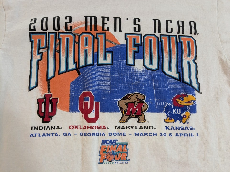 Vintage 2002 Final Four Graphic T Shirt Medium Kansas Oklahoma Maryland ...