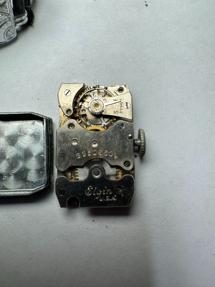 1930s Art Deco Elgin Mechanical Ladies Watch Nickel Case 12K GF Gemmex ...