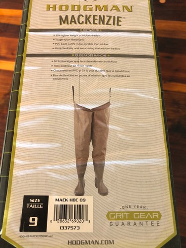 NEW Hodgman Mackenzie Brown Size 9 Hip Waders Nylon Shell PVC Boot ...