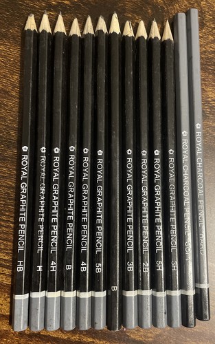 13 Royal Pro Art Drawing Pencils Charcoal Graphite Pencil Set Pre Owned ...
