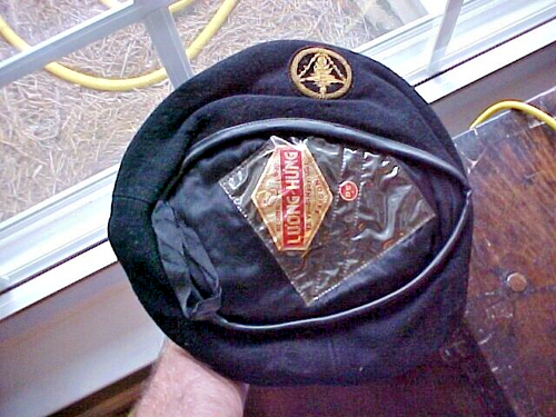 Original ARVN South Vietnam Army Officer Black Beret w/ Bullion ...