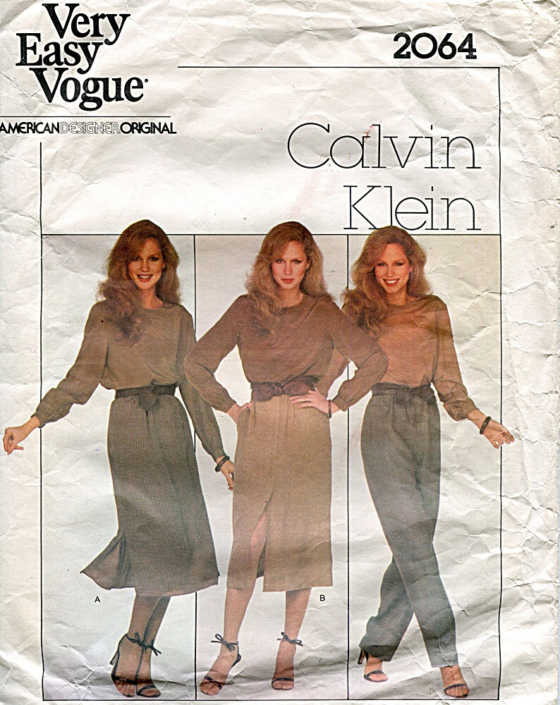 Vogue Pattern 2064 Calvin Klein Skirt & Pants, Size 10 (Hip 36) Uncut ...