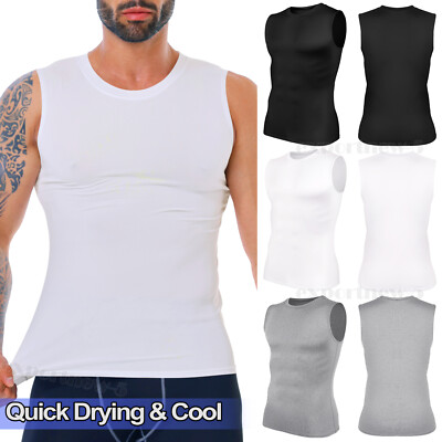 Mens Slim Fit Tight Vest Sleeveless Muscle Tank Top Gym Training ...