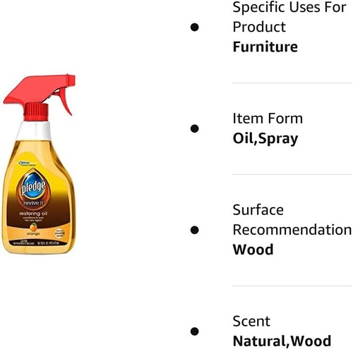 Pledge Wood Oil, Expert Care, Trigger, Orange Scent, 16 Fl Oz (Pack of ...
