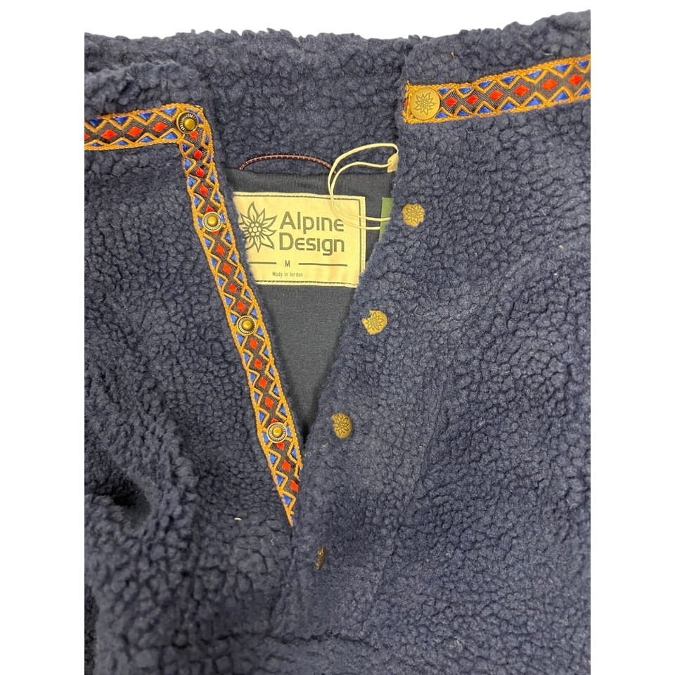 NWT Alpine Design Women's Medium 1/4 Snap Sherpa Pullover Navy | eBay