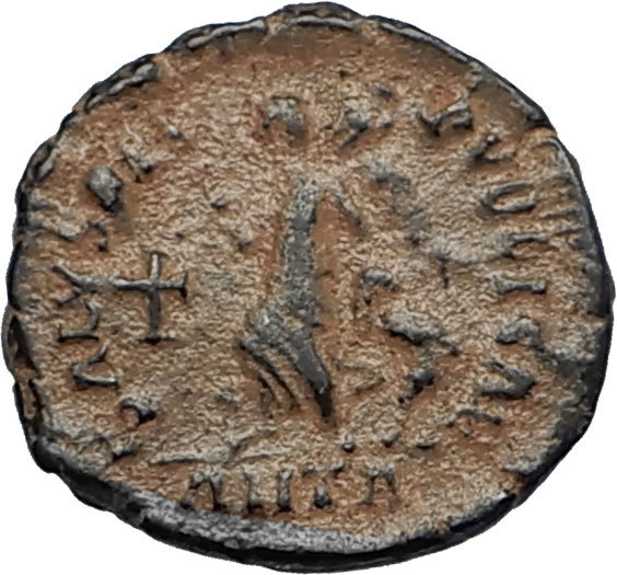 VALENTINIAN II Ancient 388AD Antioch Roman Coin w VICTORY ANGEL & CROSS ...