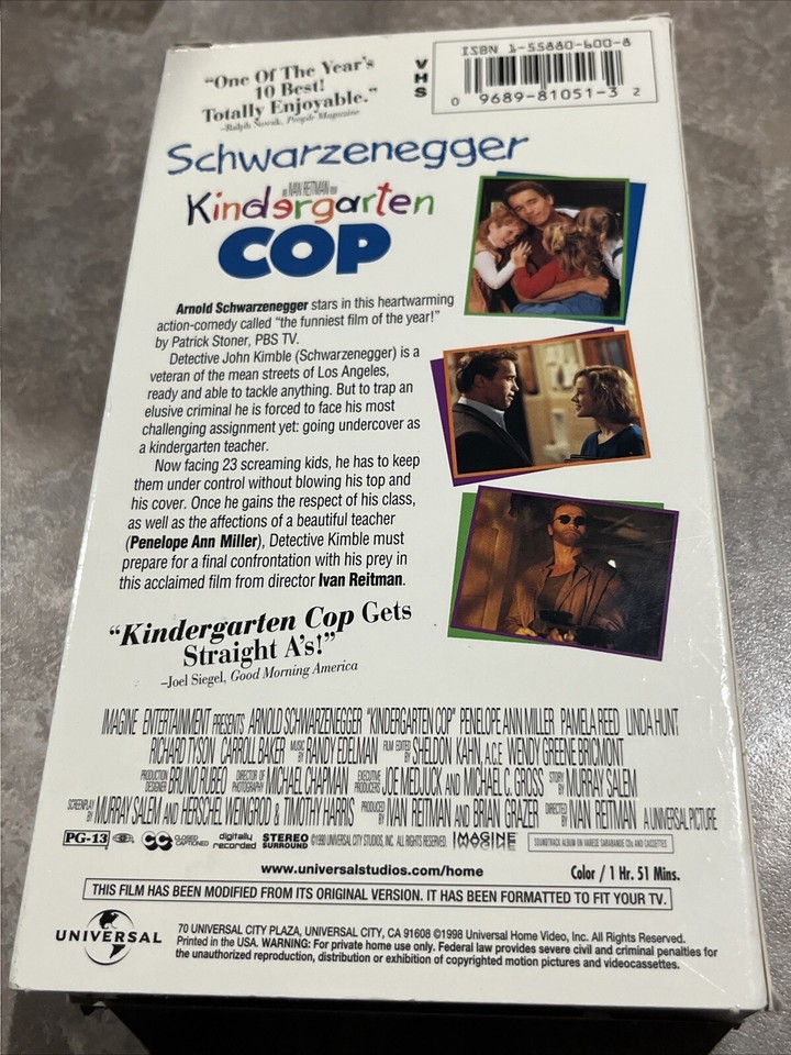 Kindergarten Cop VHS 1990, 1998 Arnold Schwarzenegger ***TESTED ...