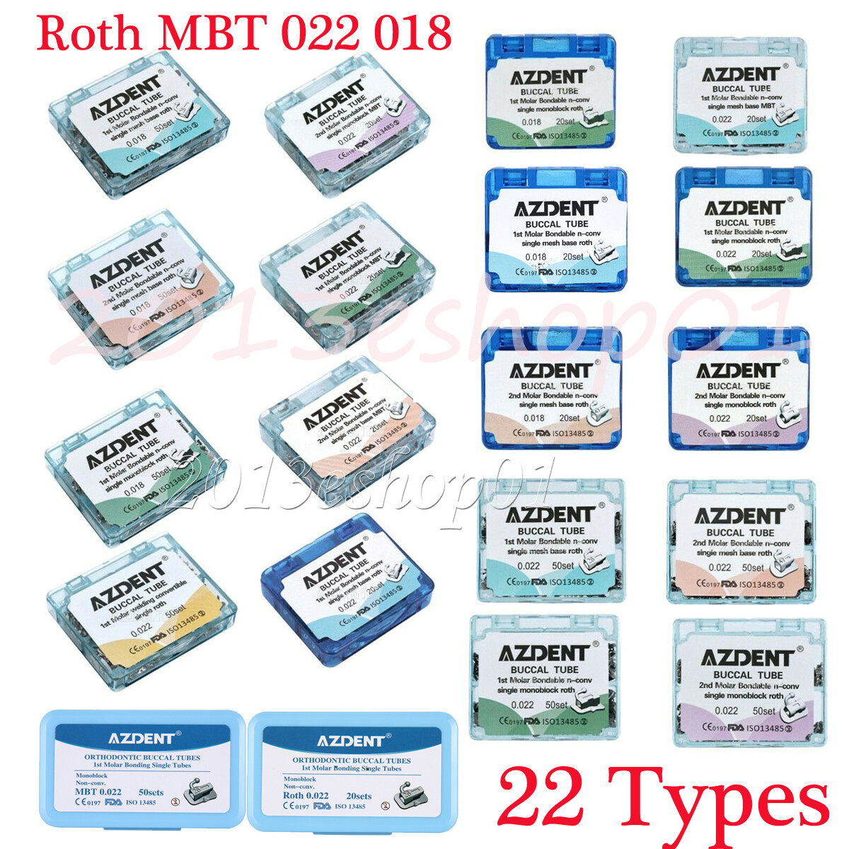 AZDENT Dental Orthodontic Sgl Buccal Tubes 1st 2nd Molar Tube Roth MBT ...