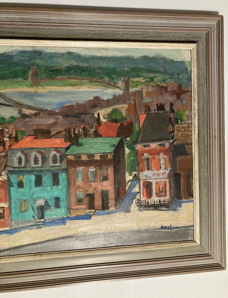 HELEN HYMAN CINCINNATI OHIO RIVER MOUNT ADAMS VINTAGE ANTIQUE OIL ...