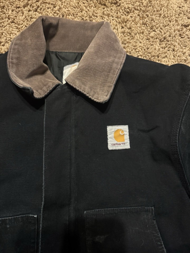 VINTAGE Carhartt Detroit Jacket Faded Black Distressed Size Small ...