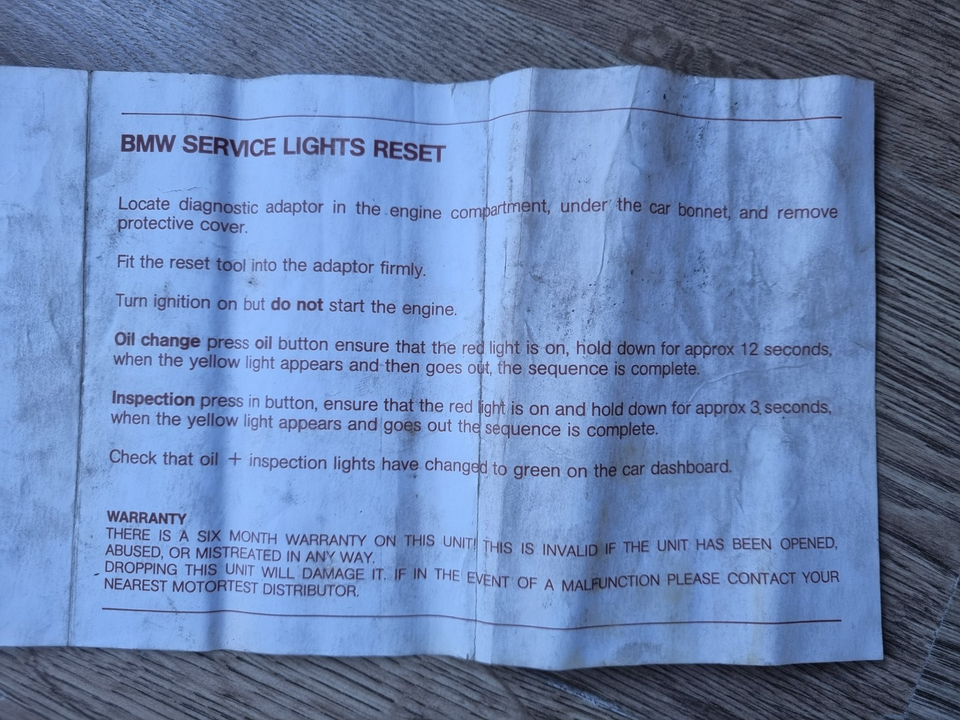 Blue-Point BMW service light reset tool for oil change & inspection ...