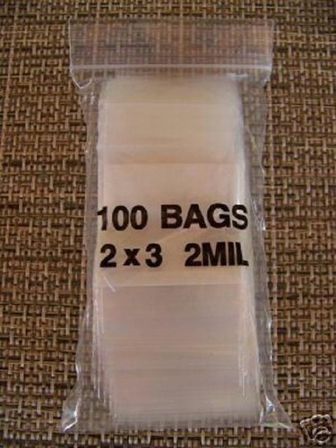 PLASTIC BAG 2x3 zip lock white block small poly 100 - Picture 1 of 1
