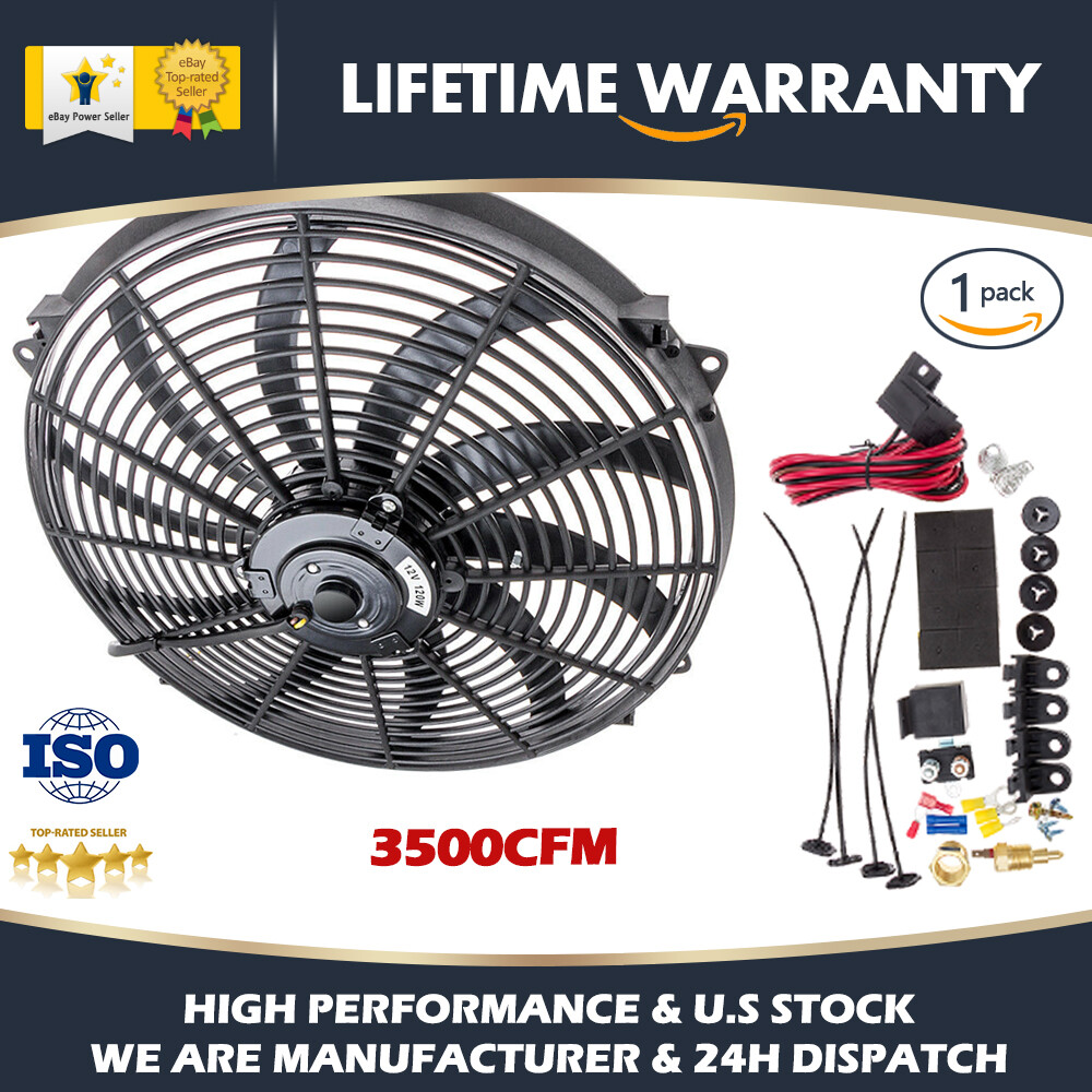 16" Inch 12V Electric Radiator Fan Pusher Puller 120w High Power Motor ...