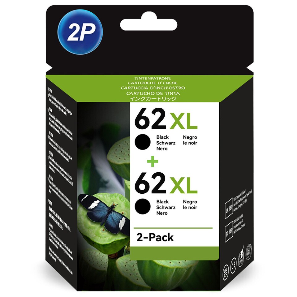 62XL Black 62XL Color Ink Cartridges for HP 62 ENVY 5660 7640 7645 5540 ...