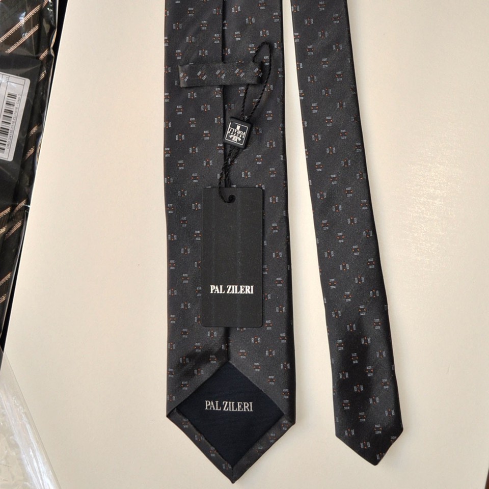 brand new PAL ZILERI tie DARK GRAY GEOMETRIC AUTHENTIC $195 | eBay