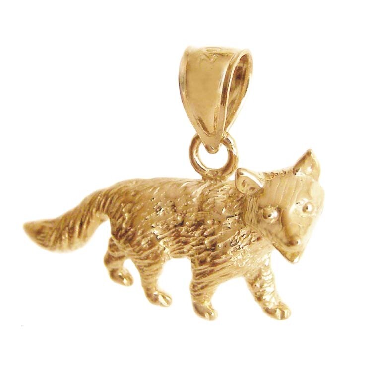 New 14k Yellow Gold Fox Pendant | eBay