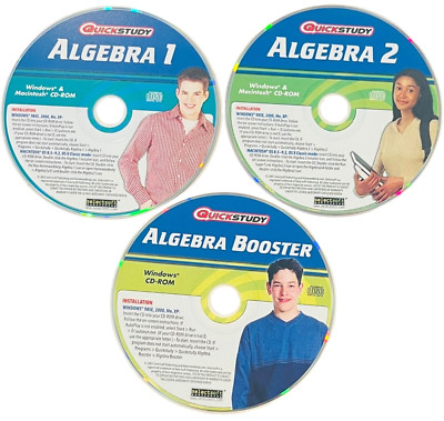 QUICKSTUDY Algebra 1 / Algebra 2 / Algebra Booster CD-ROM - LOT of 3 ...