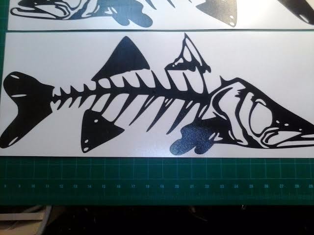 (2) Skeleton fish Vinyl Decals Boat Fishing waterproof big sticker ...