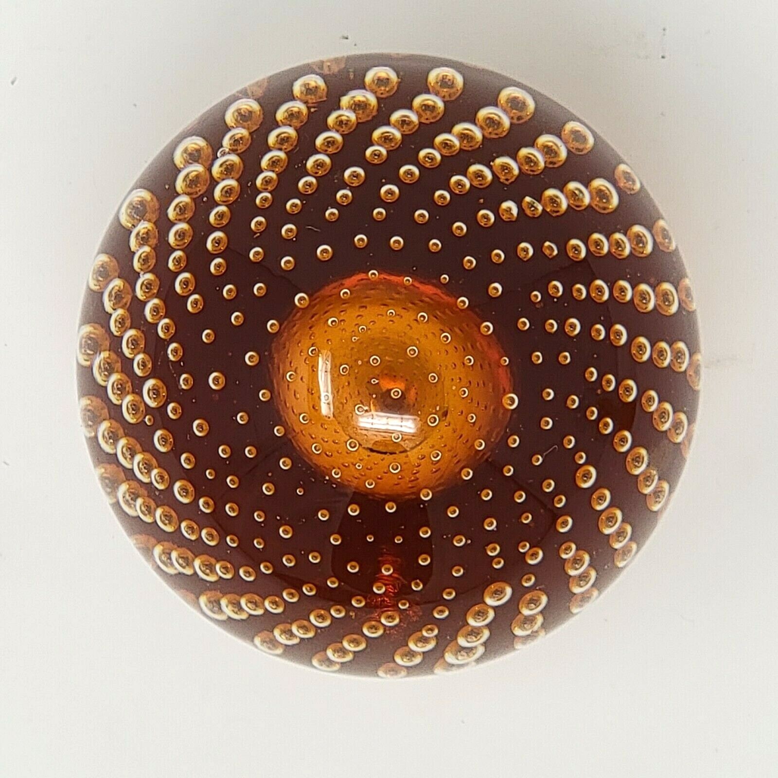 Vintage Controlled Bubble Encased Glass Paperweight in Amber | eBay