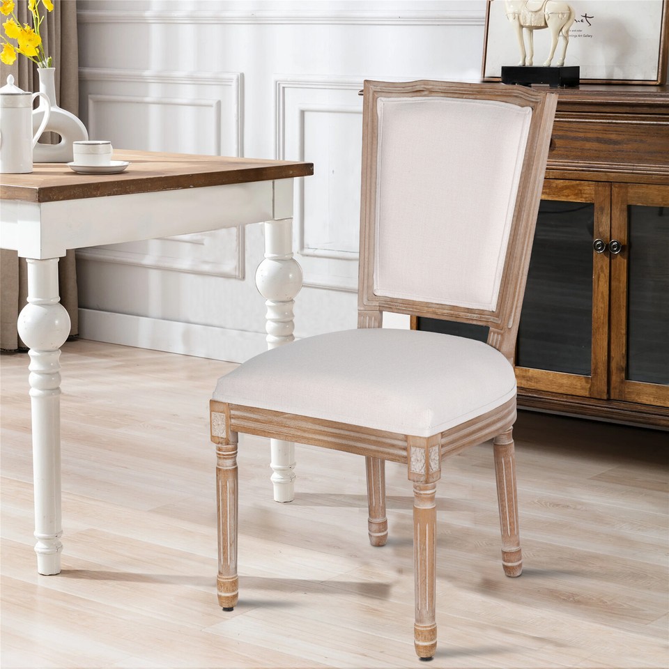 Dining Chairs Set of 2 Fabric Solid Wood Legs&Frame Kitchen Bedroom ...