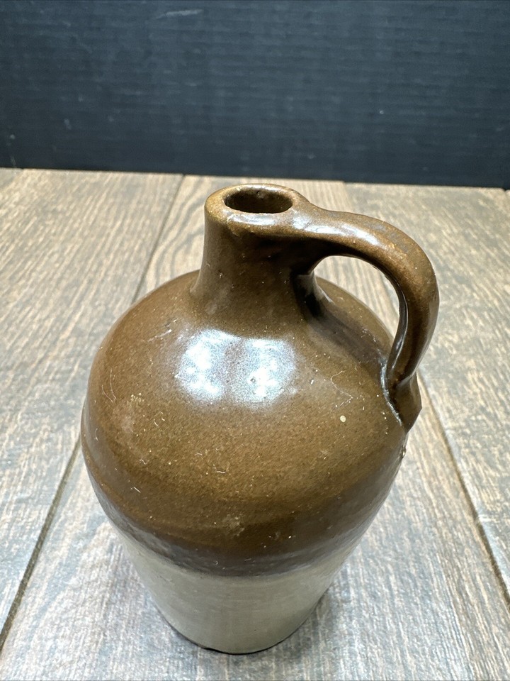 MINIATURE VINTAGE POTTERY MOTTO JUG DETRICK DISTILLING COMPANY DAYTON ...