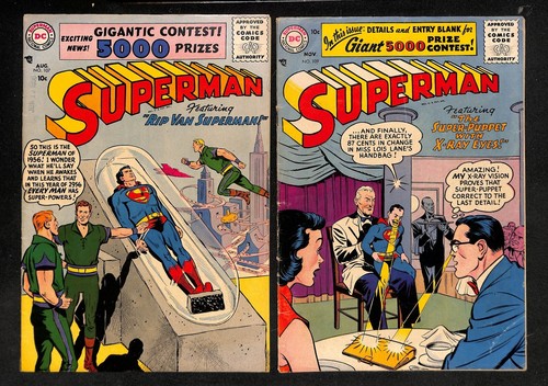 Superman #107 & 109 Lot X2 1956 Super-Puppet with X-Ray Eyes Lois (CZ ...