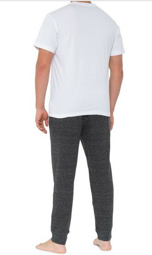 ORVIS MEN'S 2 PIECE CLASSIC TEE JOGGER LOUNGE SET(WHITE/MARBLE ASPHALT ...