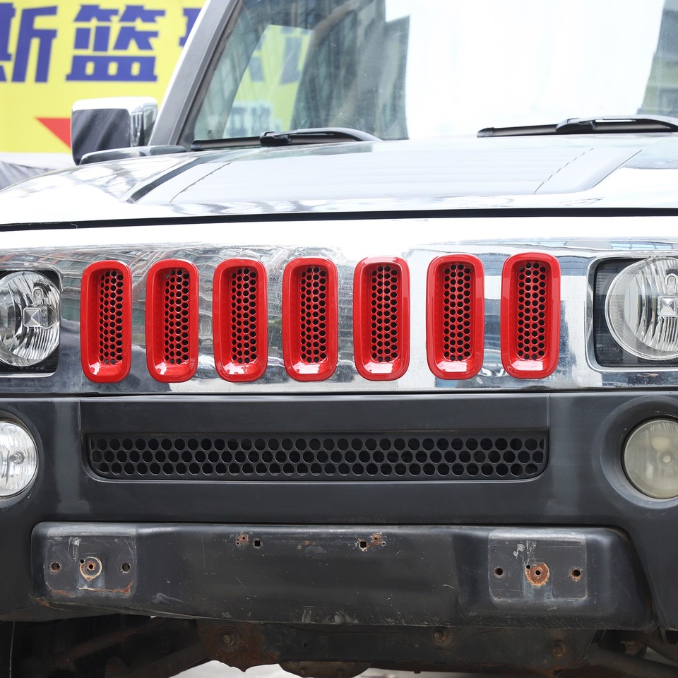 Gloss Red Front Grille Insert Air Vent Screen Barrier Fits Hummer H3 ...