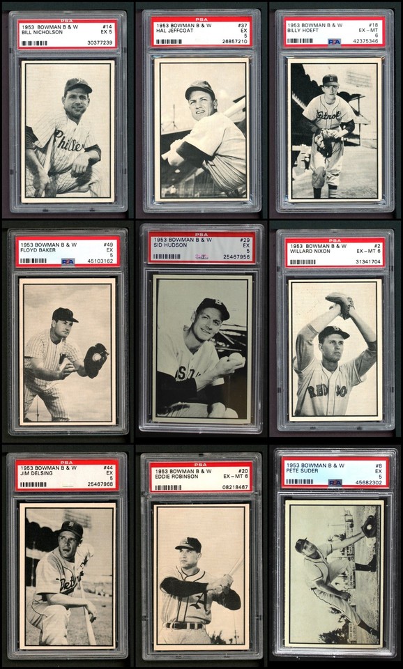 1953 Bowman Black & White All-PSA Near Complete Set / Lot 5.5 - EX+ 4682266 | eBay