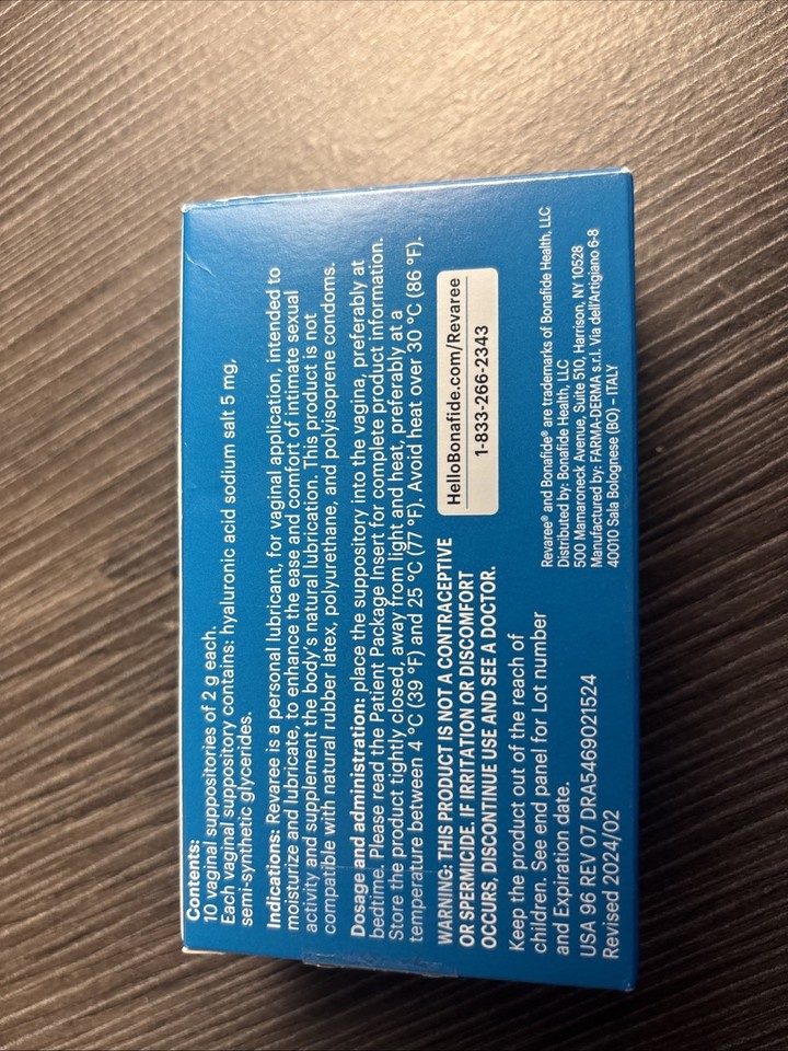 Bonafide Revaree - 10 In Box - Vaginal Moisturizer Suppositories - Exp ...