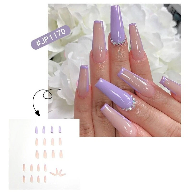 Purple And Silver Acrylic Nails